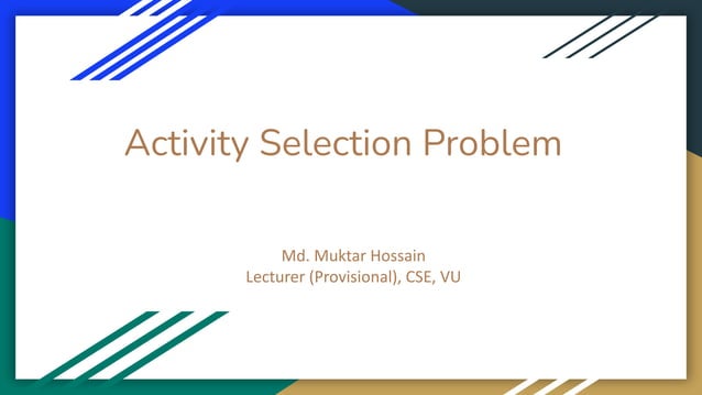 Activity Selection Problem Pdf Computer Software And Applications Computing