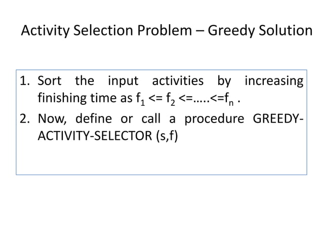 Activity selection problem class 12 | PPTX