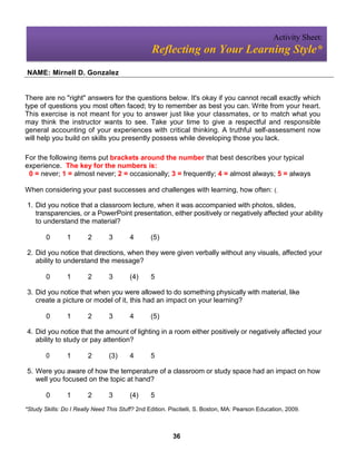 Reflecting On Your Learning Styles | DOCX | Educational Assessment ...