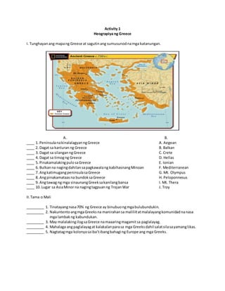 Activity sheets greece | DOCX