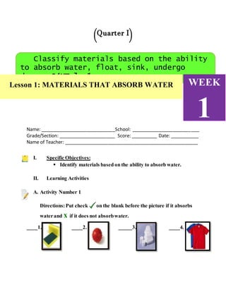 Activity sheets in science | DOCX | Science