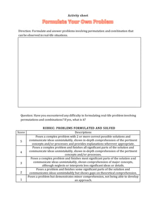 Activity sheets mathematical expressions | DOCX