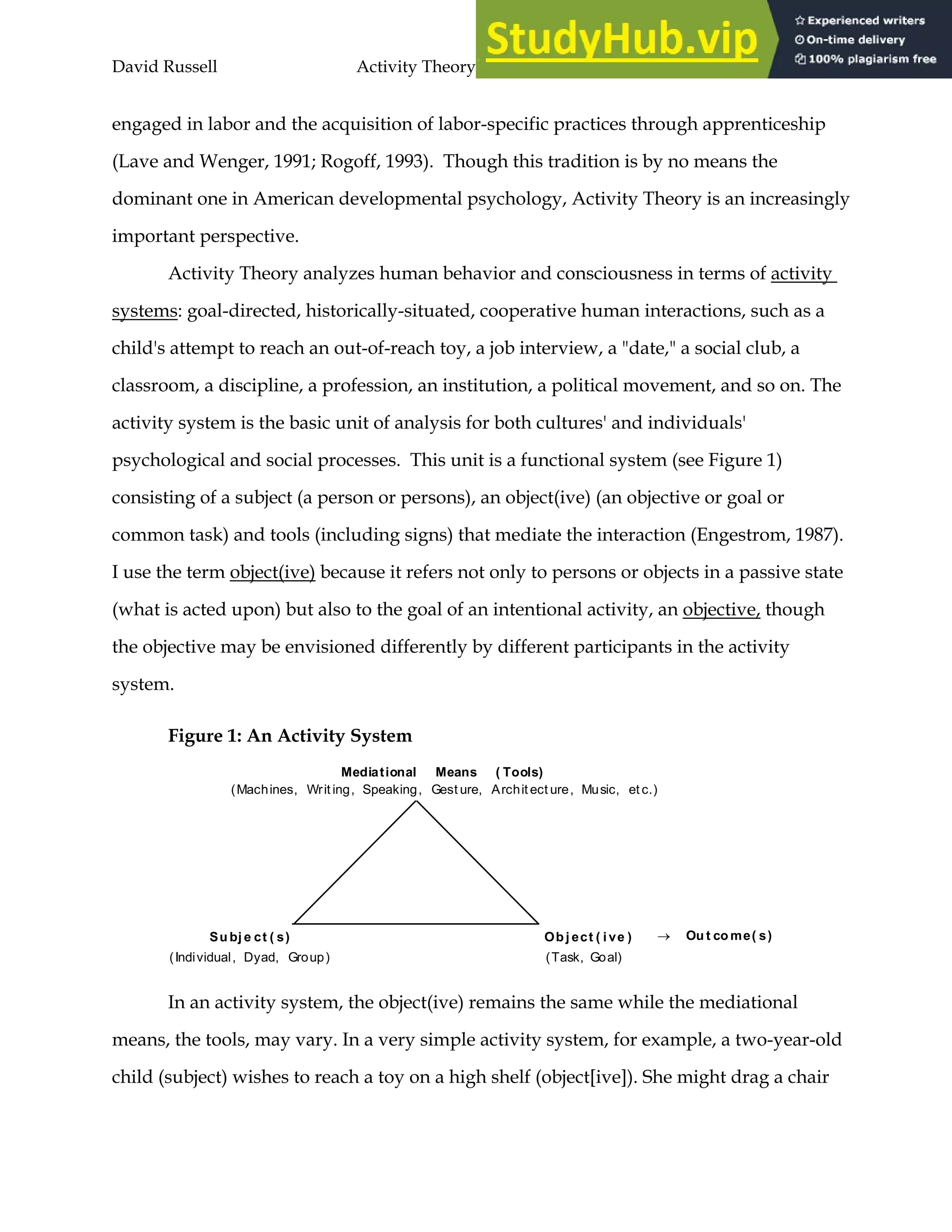 Activity Theory And Its Implications For Writing Instruction | PDF