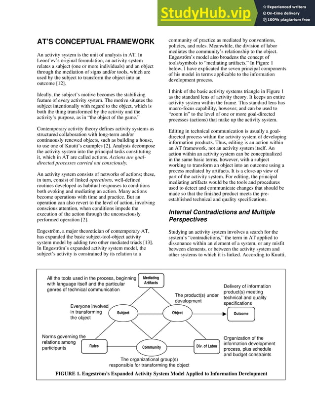 Activity Theory A Versatile Framework For Workplace Research | PDF
