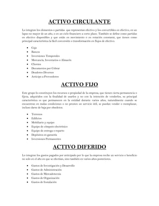 ACTIVOS Y PASIVOS clasificacion contabilidsd | PDF