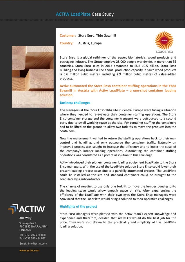 Timber/Lumber/Forest Products container loading - Actiw LoadPlate ...