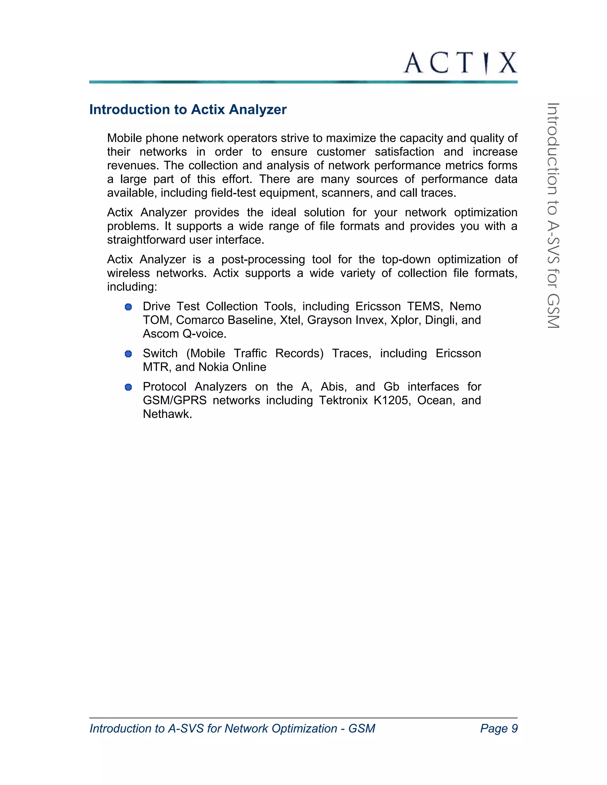 Actix analyzer training_manual_for_gsm | PDF | Databases | Computer Software and Applications