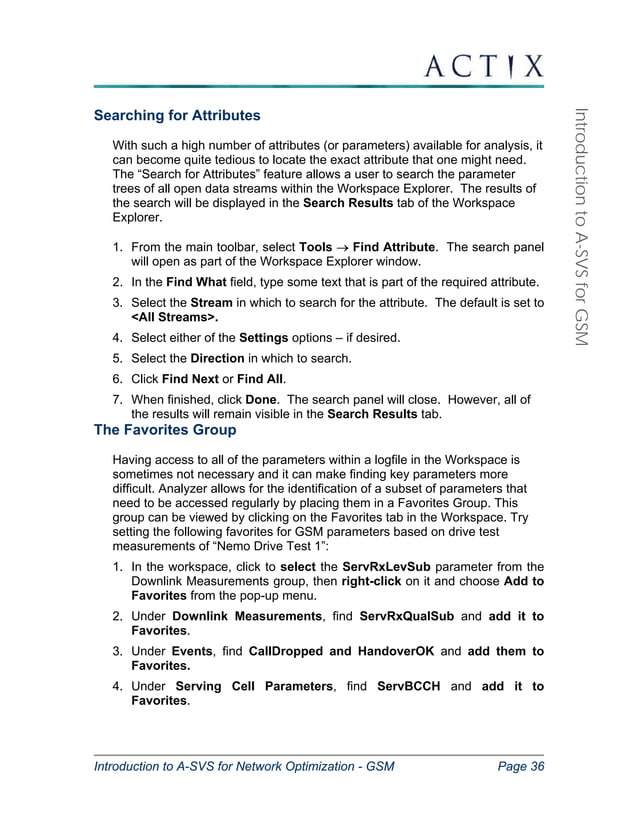 Actix analyzer training_manual_for_gsm | PDF | Databases | Computer Software and Applications