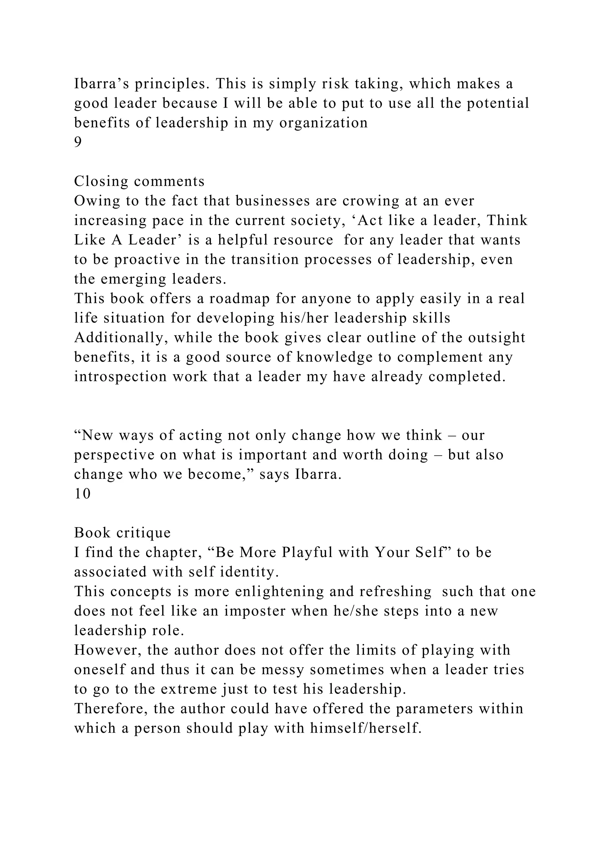 ACT LIKE A LEADER, THINK LIKE A LEADERBook Review.docx