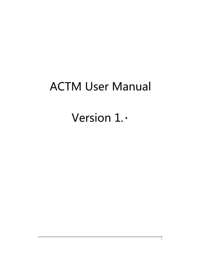 Actm usermanual | PDF