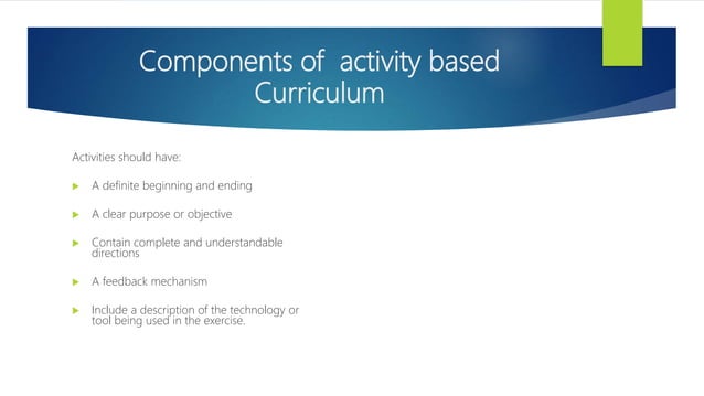 Activity based curriculum (Design/Model) (https://www.youtube.com/watch ...
