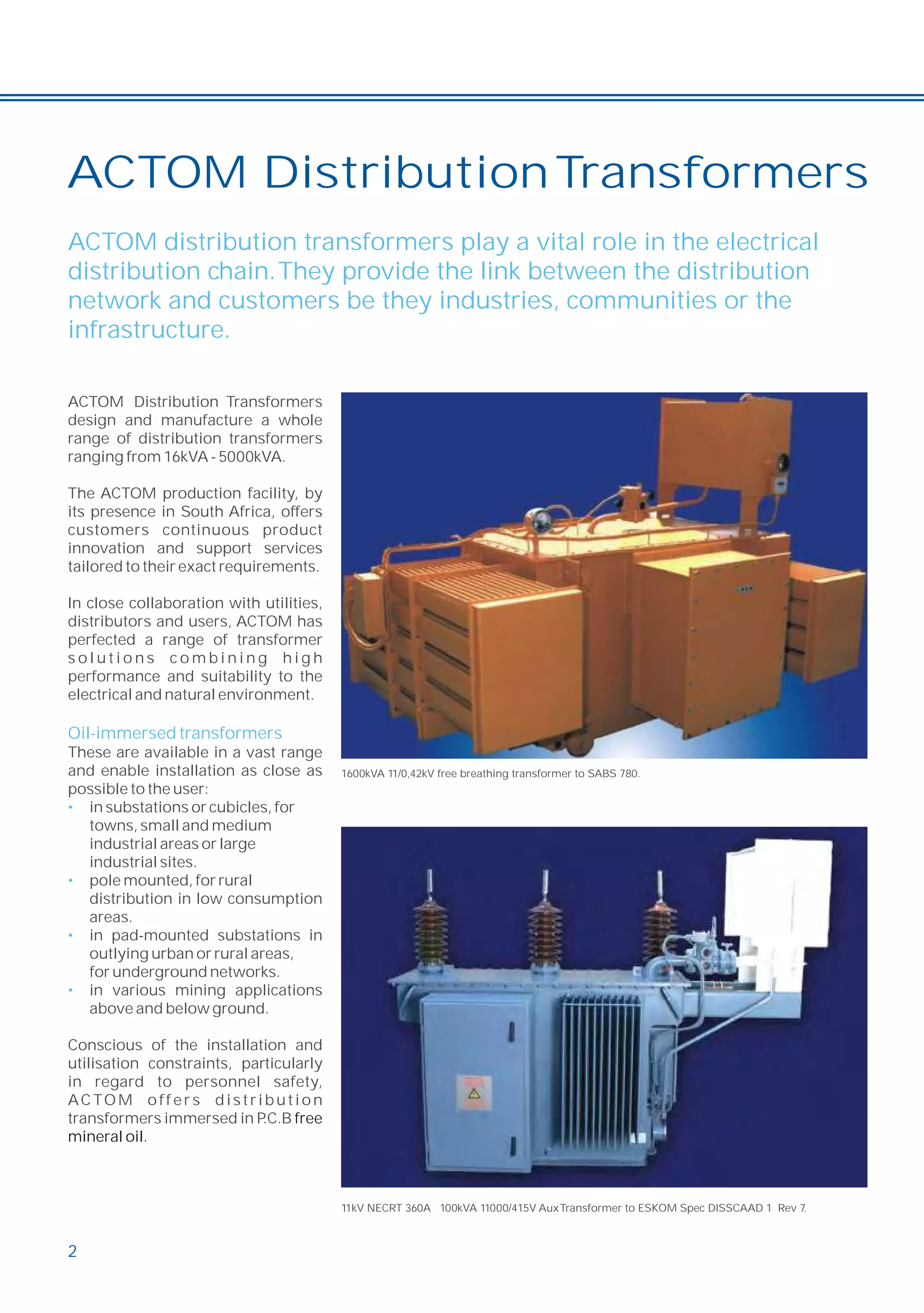 Actom Distribution Transformers Pdf Home Appliances Home And Garden