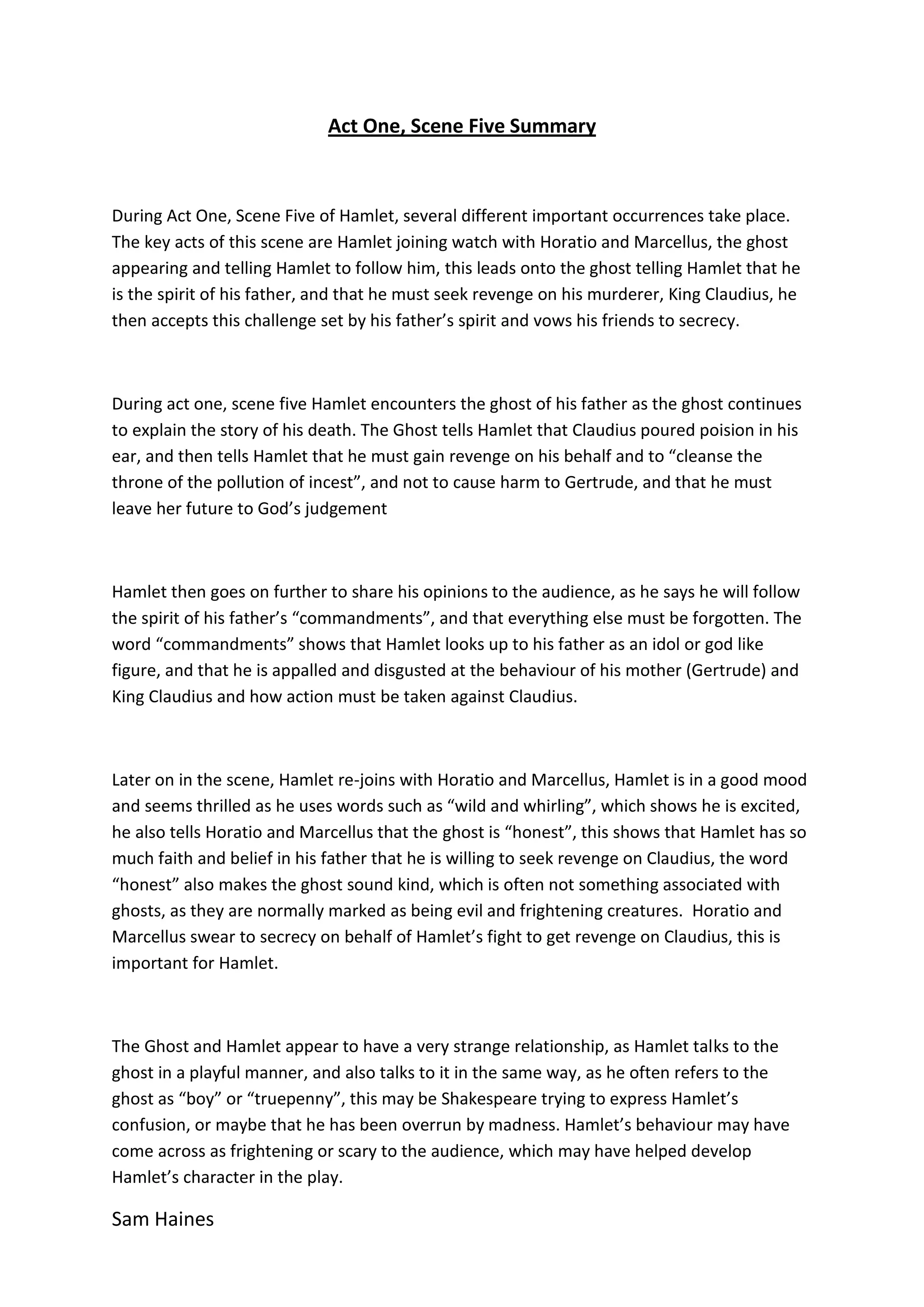 Act one scene five summary | DOCX