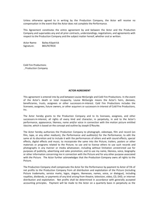 Actor agreement | DOC | Theater | Fine Art