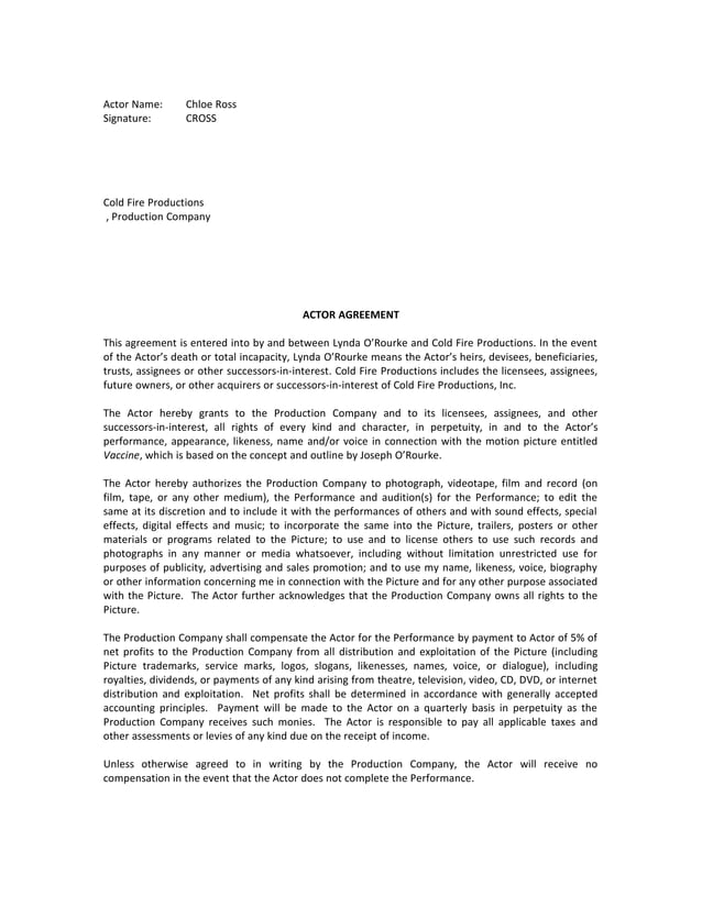 Actor Agreement Doc Theater Fine Art