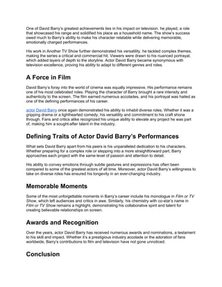 Actor David Barry’s Most Iconic Performances in Film and Television | PDF