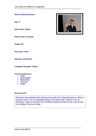 Actor profiles | DOC