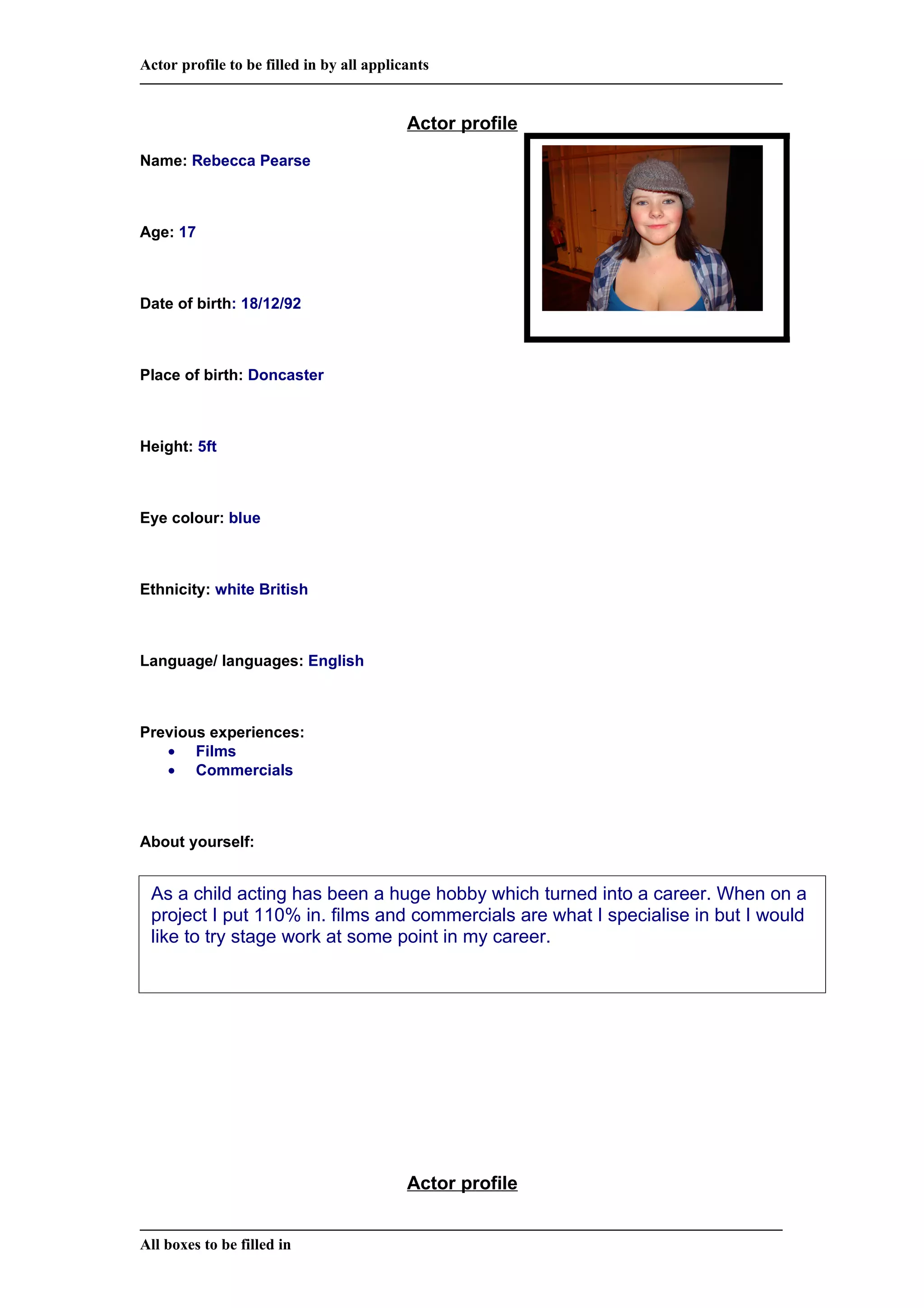 Actor profiles | DOC