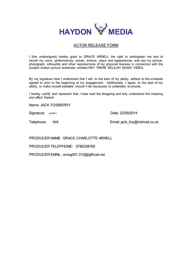 Actor release | DOCX