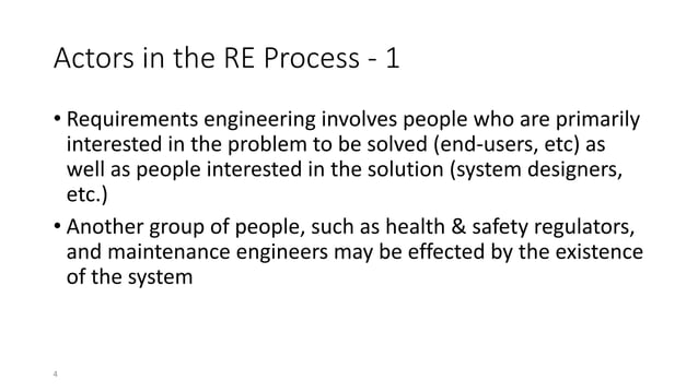 Actors in requirement engineering process | PPTX | Technology & Computing