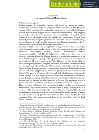 Actors And Acting In Motion Capture | PDF