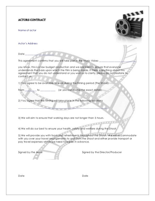Official Contract For Actors