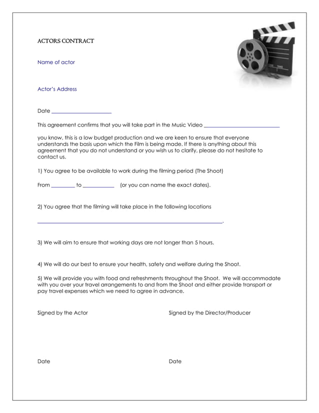 Contracts | DOCX | Movies | Entertainment