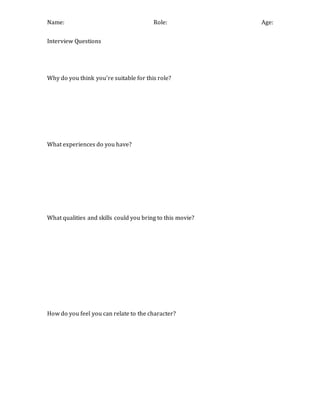 Actors interview questions | PDF