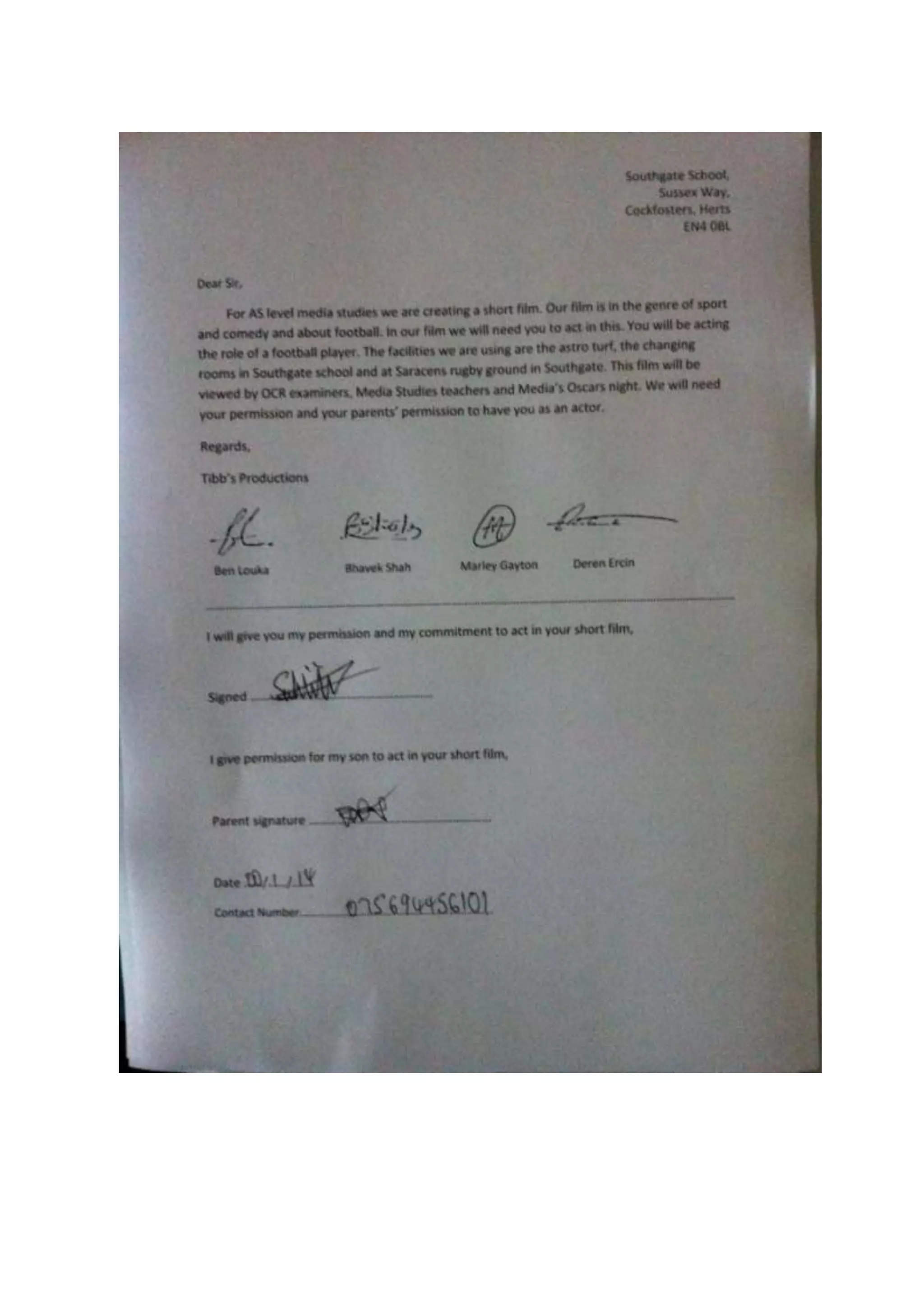 Actors letter | DOCX