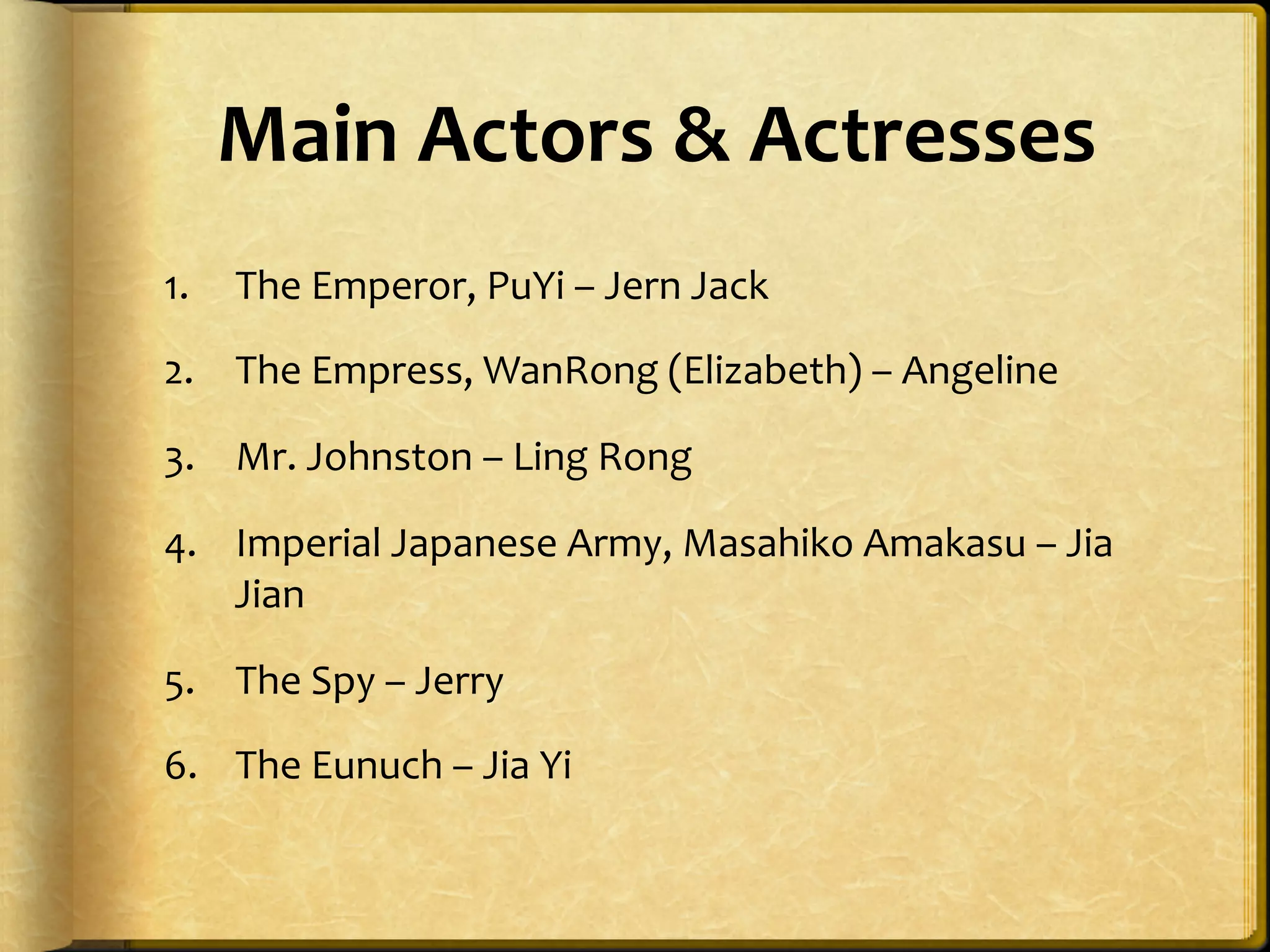 Actors, plots, venue | PPT