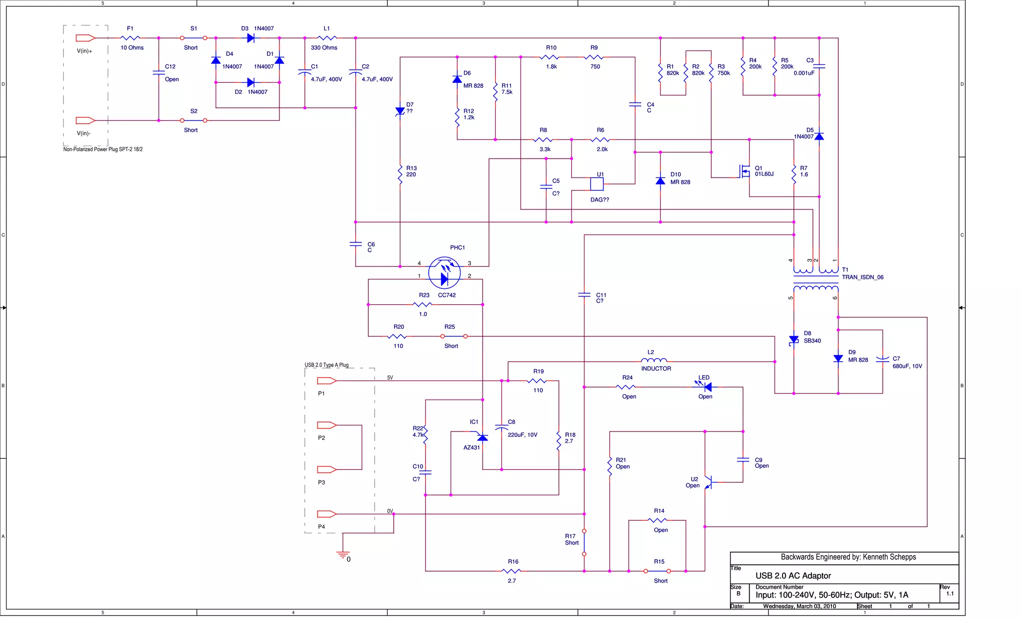 AC To USB Adaptor Schematic | PDF