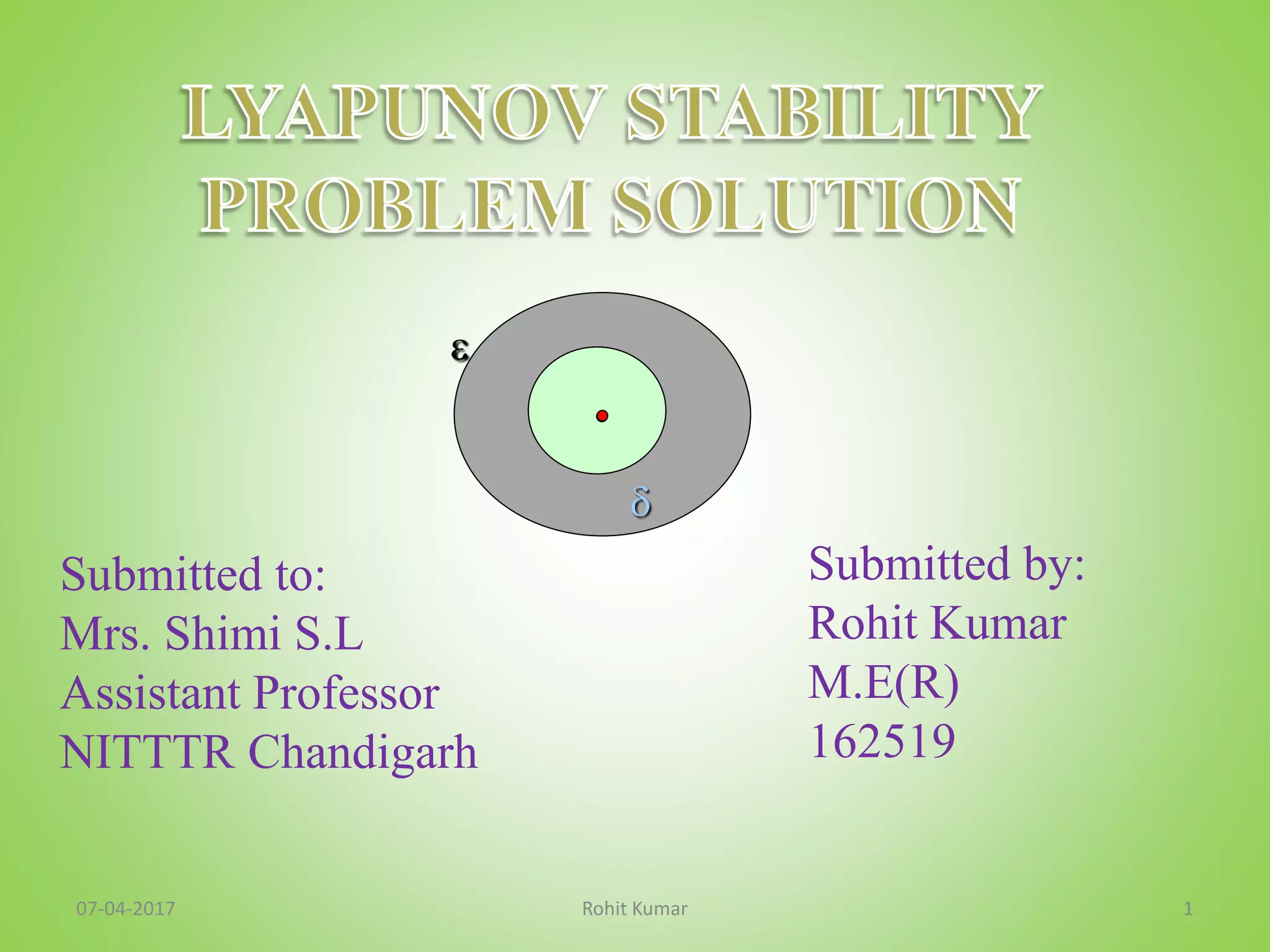 LYAPUNOV STABILITY PROBLEM SOLUTION | PPTX