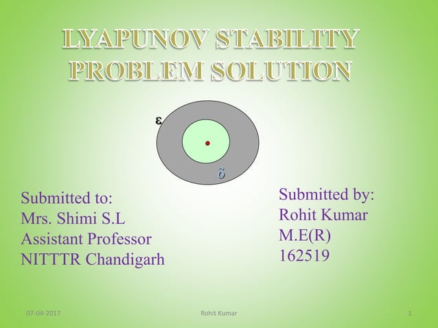 LYAPUNOV STABILITY PROBLEM SOLUTION | PPTX