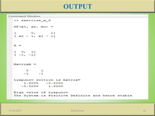 LYAPUNOV STABILITY PROBLEM SOLUTION | PPTX