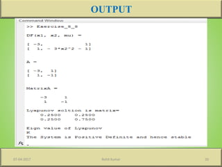 LYAPUNOV STABILITY PROBLEM SOLUTION | PPTX