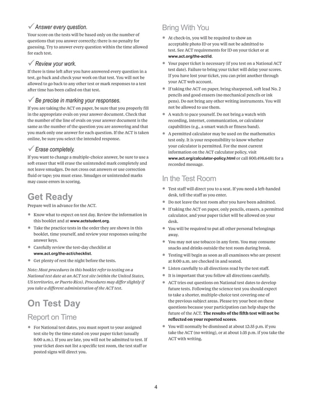 ACT Practice Test 2019 | 2020 | PDF | Standardized Testing ...