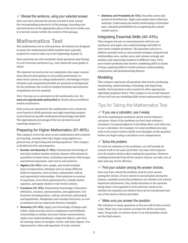 ACT Practice Test 2019 | 2020 | PDF | Standardized Testing ...