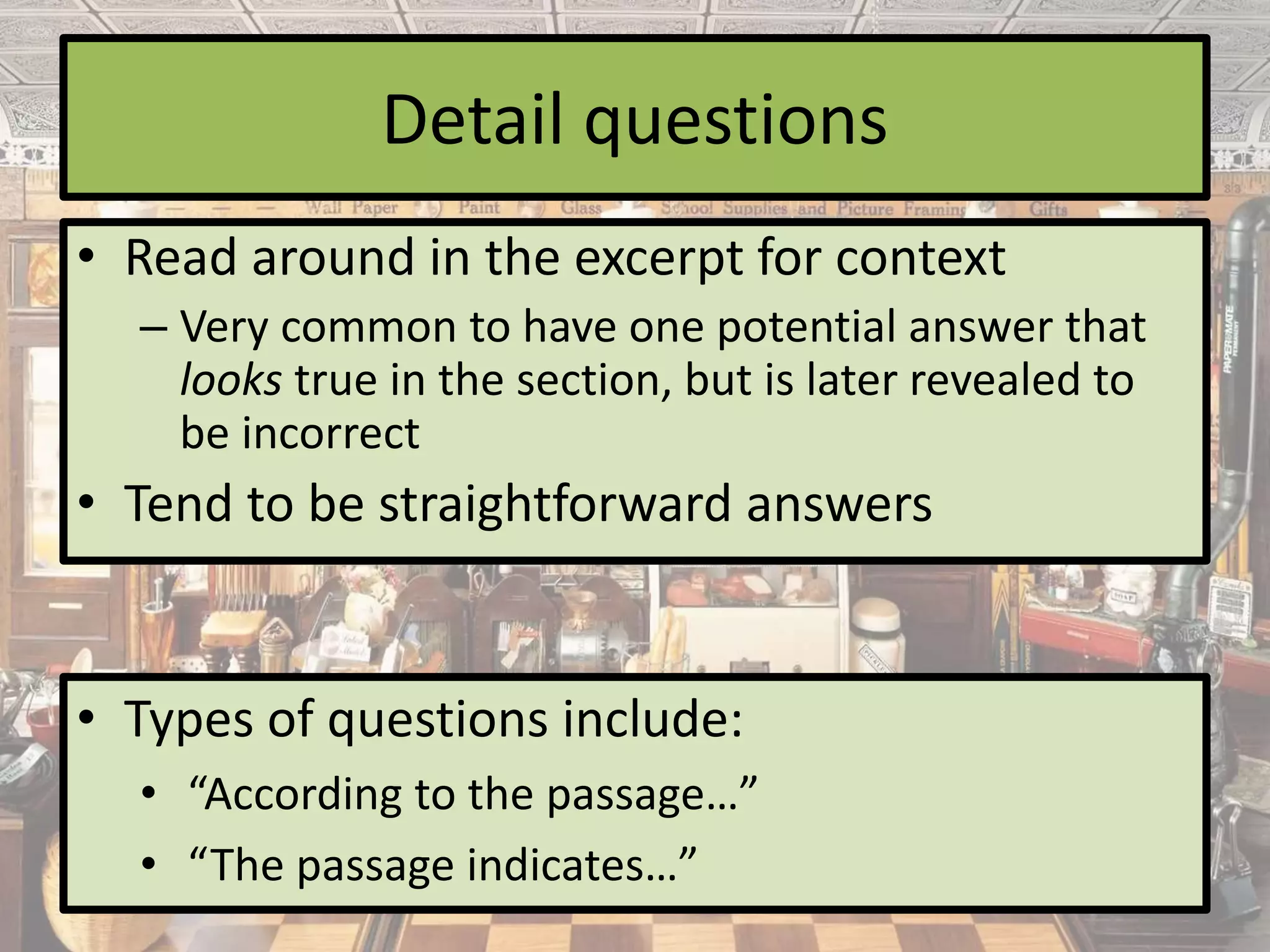 BHS ACT Reading test tips | PPTX | Educational Assessment | Education