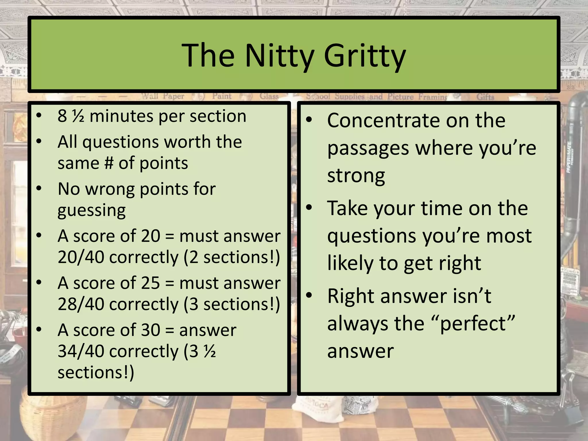 BHS ACT Reading test tips | PPTX | Educational Assessment | Education