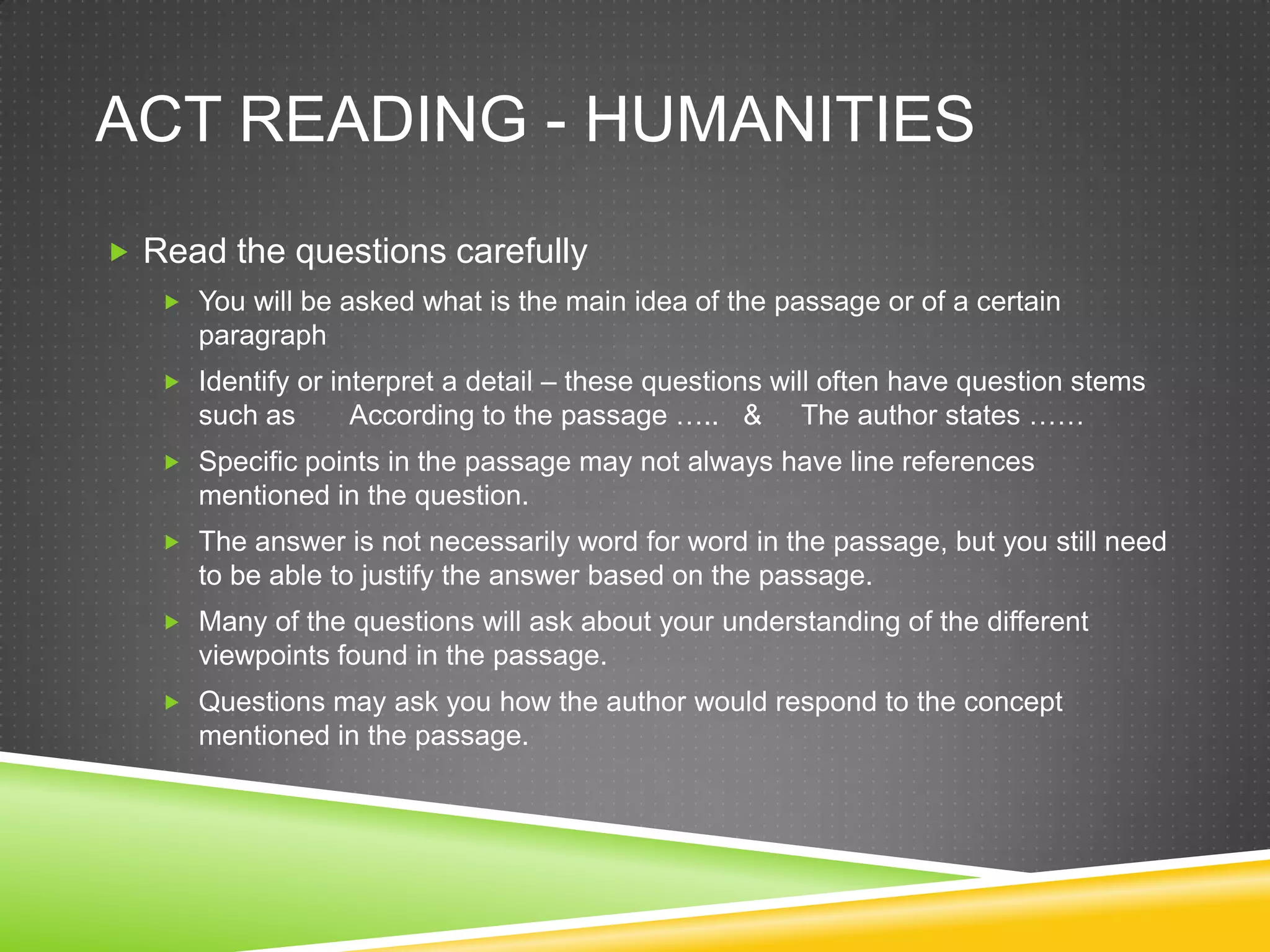 Act reading humanities | PPTX