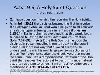 Acts 19, Receiving the Holy Spirit, baptism of the Holy Spirit ...