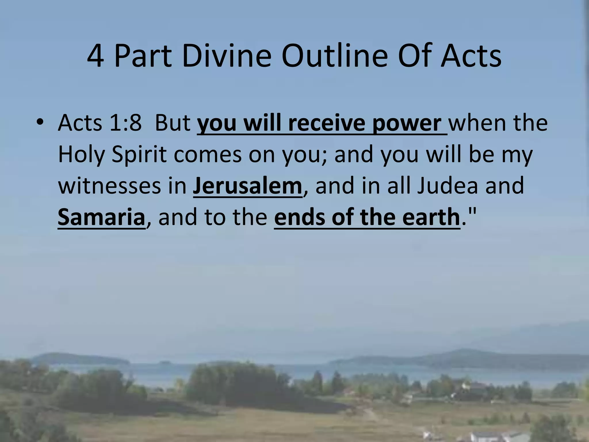 Acts 1, The Person and works of the Holy Spirit, restoring the kingdom ...