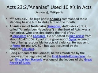 Acts Chapter 23, Ananias, Sadducees Pharisees, Separation Of Church And ...