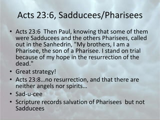 Acts Chapter 23, Ananias, Sadducees Pharisees, Separation Of Church And ...