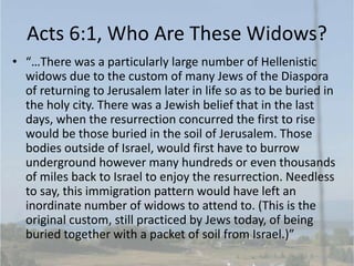 Acts 6, The Church’s Second Problem, Grecian Jews, Widows, Deacons ...