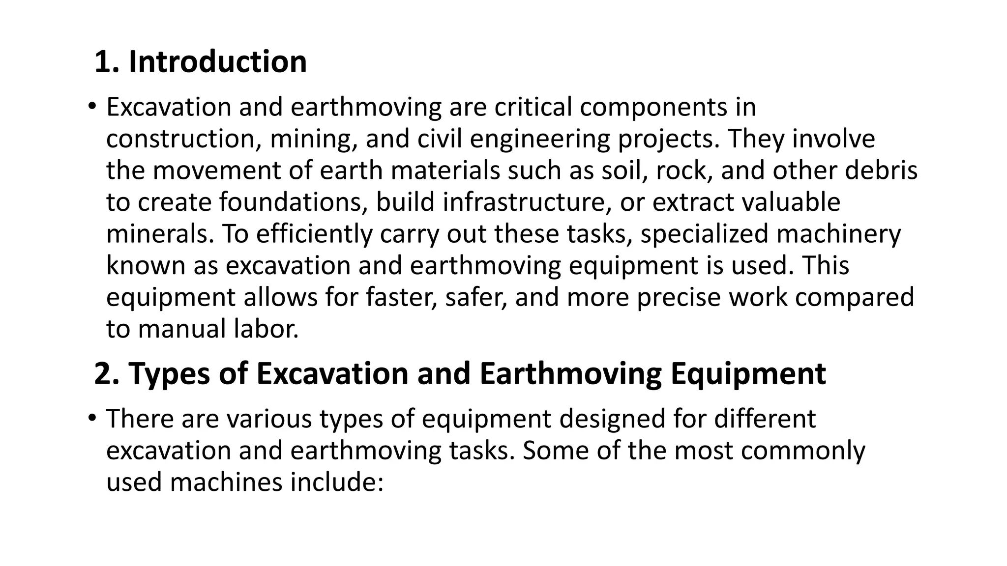 Machine for excavation and earthmoving ppt | PDF