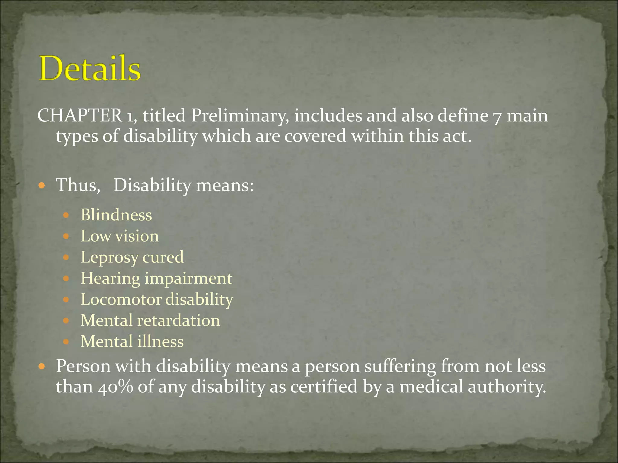 Acts in the field of disability | PPT