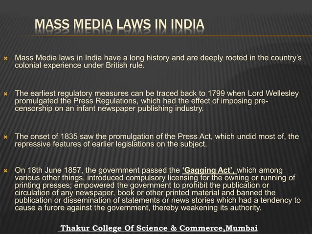 Media & Press Acts | PPTX | Law