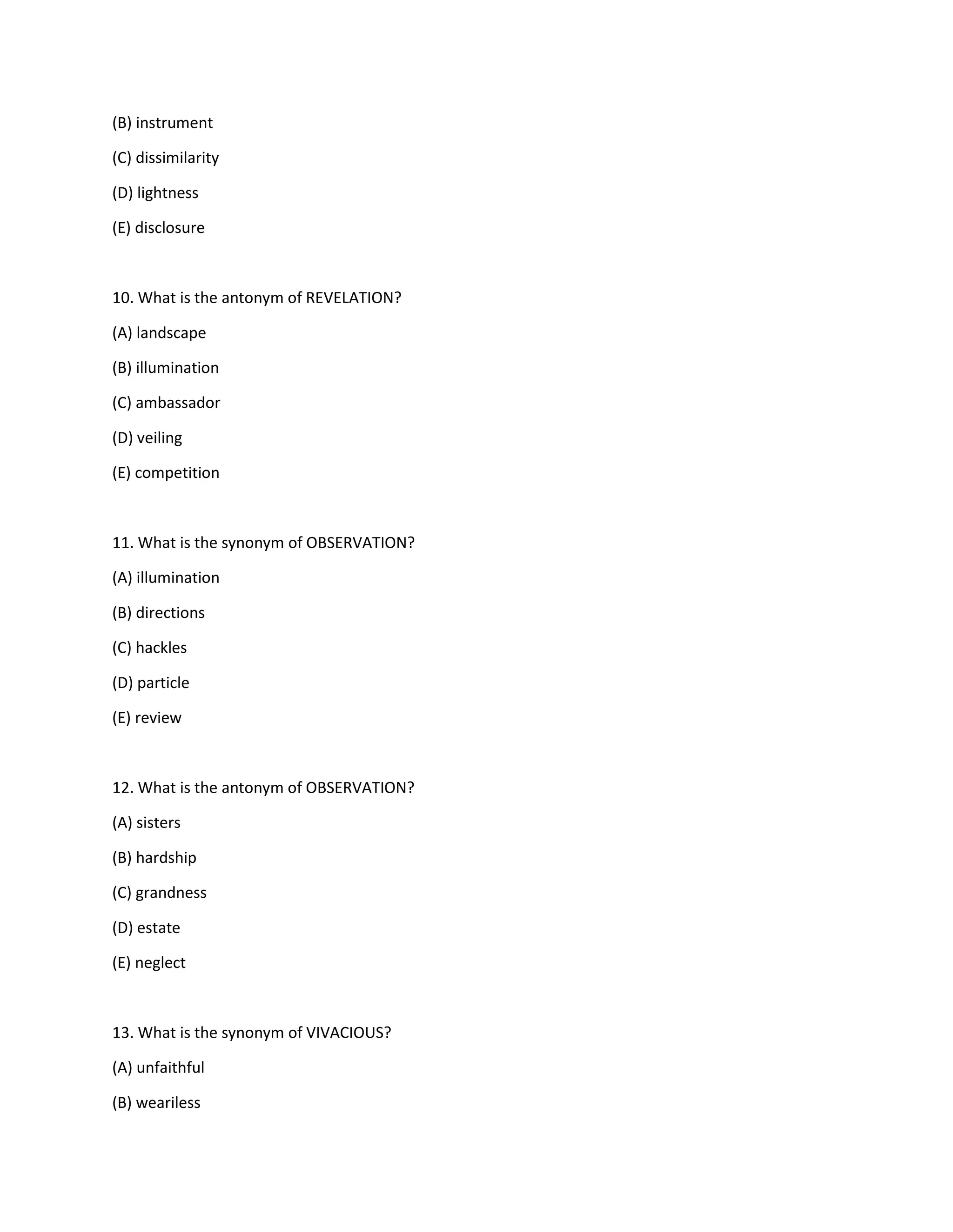 Act Test Vocabulary Words | PDF