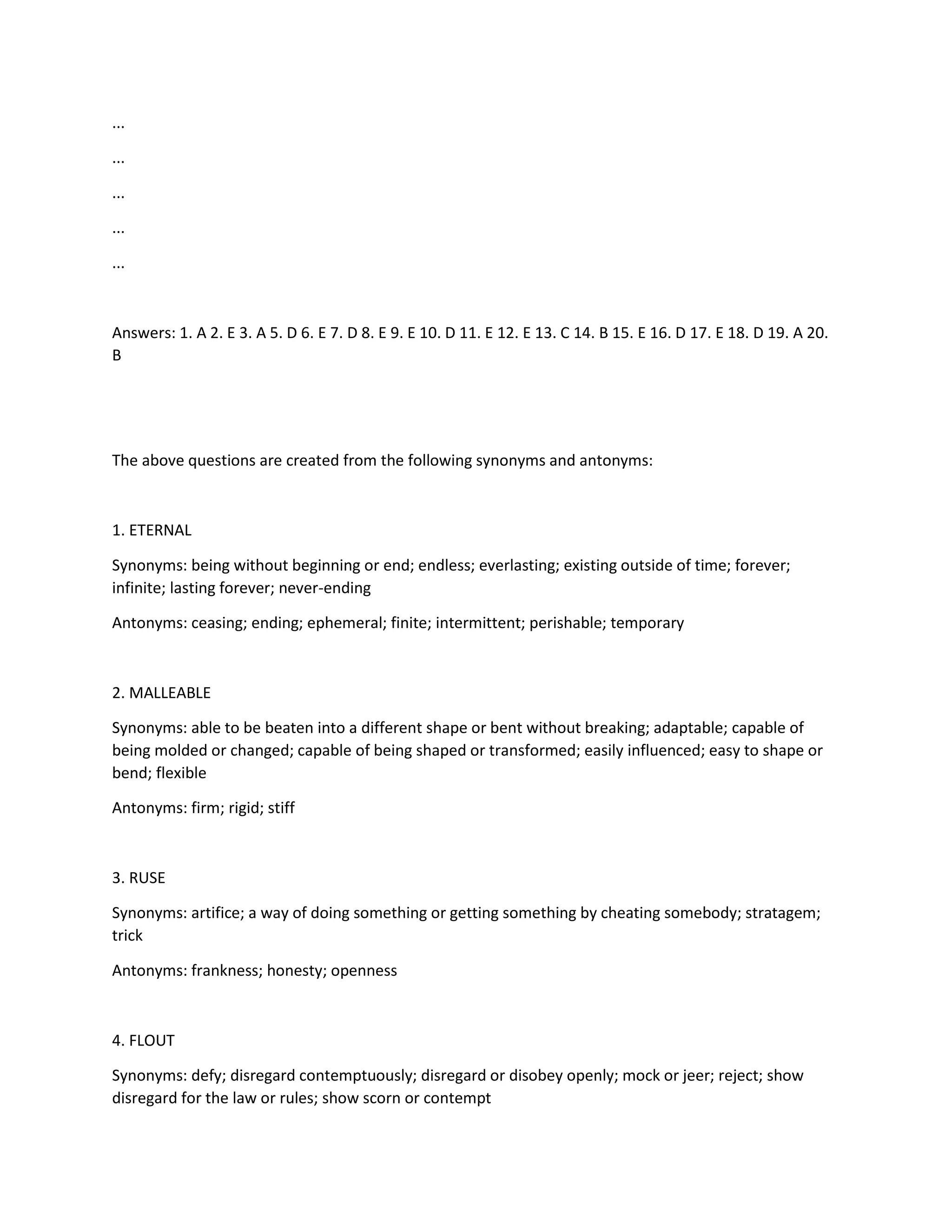 Act Test Vocabulary Words | PDF